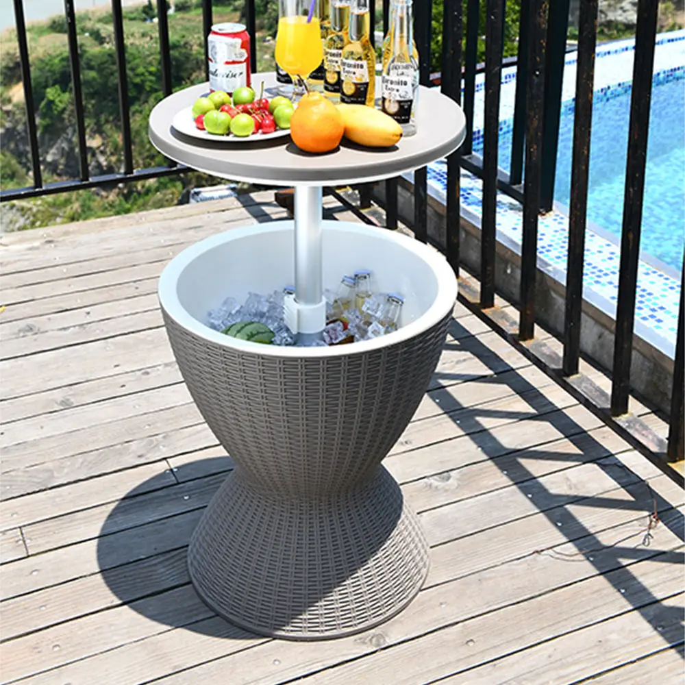 Outdoor Bar Cooler Table Hot Tub Side,Rattan Patio Built 7.5 Gallon ...