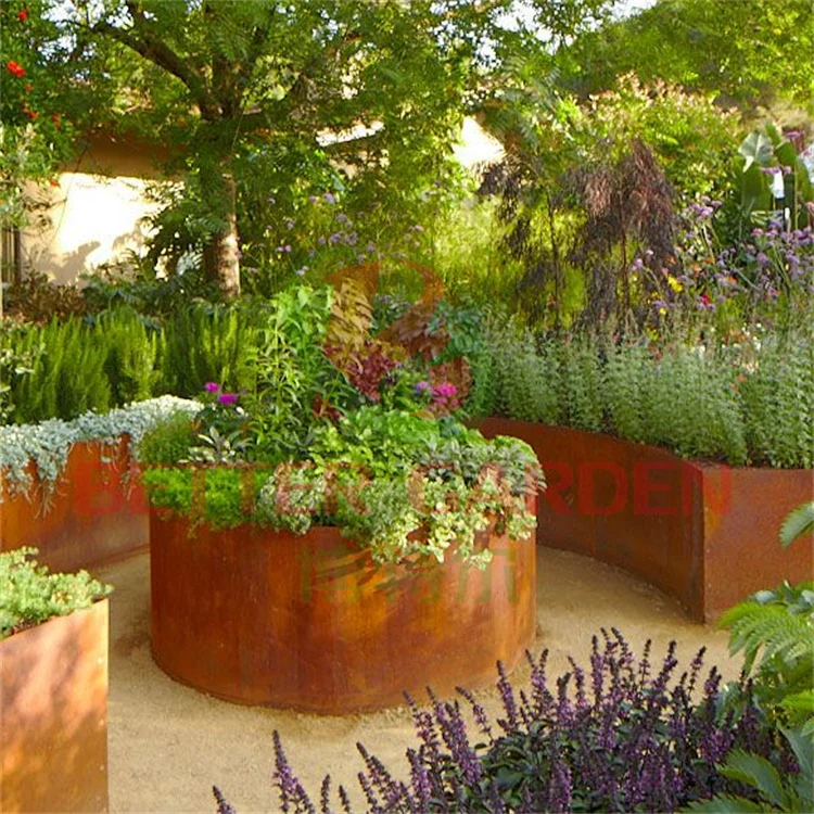 Outdoor Raised Garden Corten Steel Planters For Flower Shop Steel Pots ...