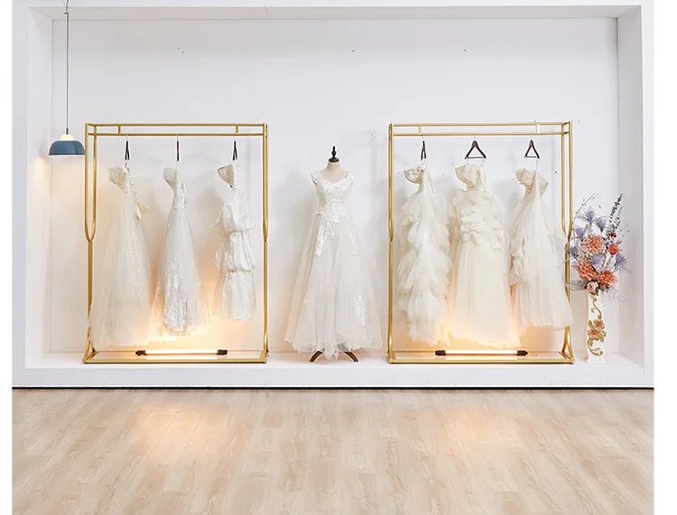 Commercial Store Decoration Gold Metal Boutique Clothing Shelf Boutique ...