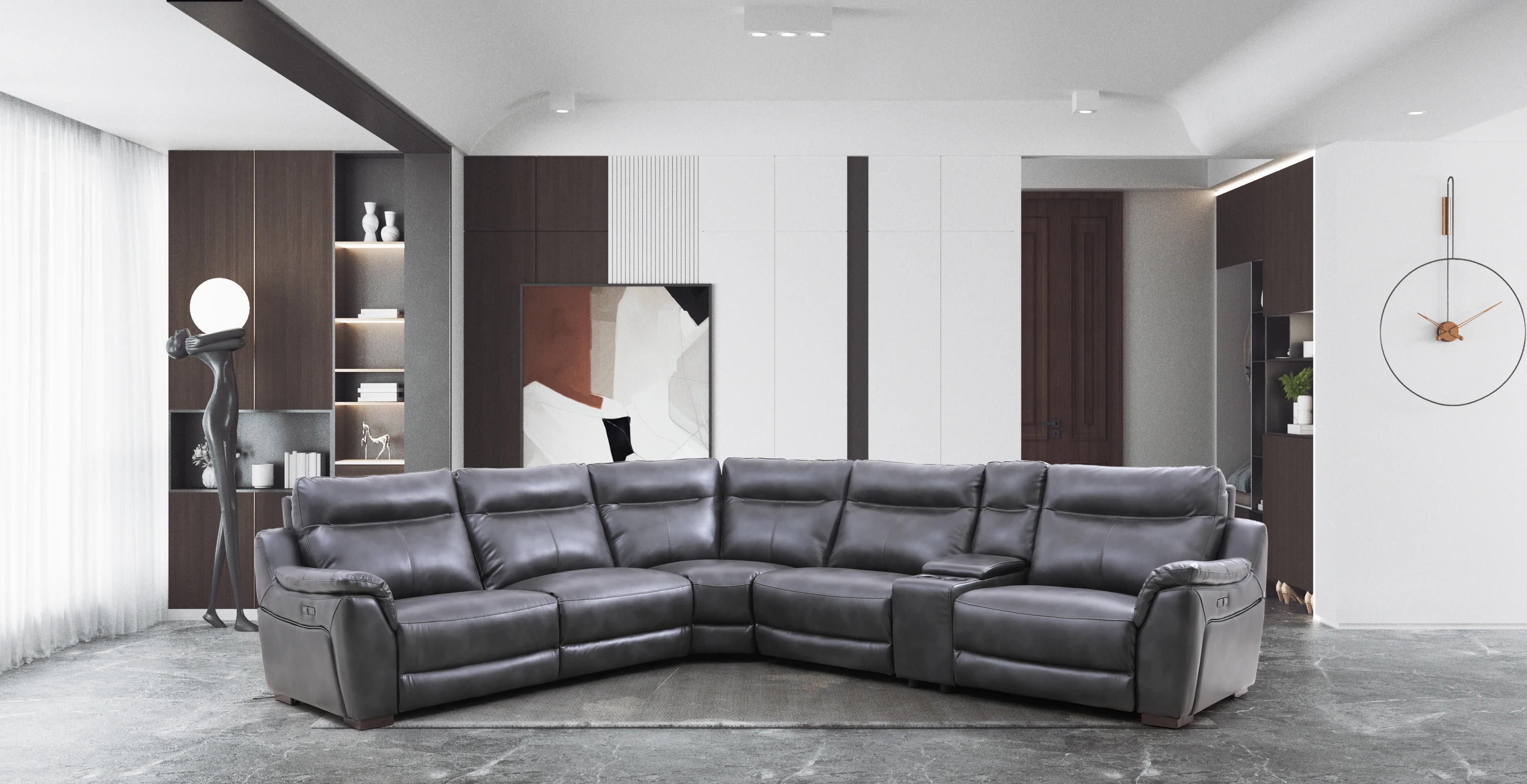 MANWAH CHEERS Living Room Reclining Sofa - Genuine Leather