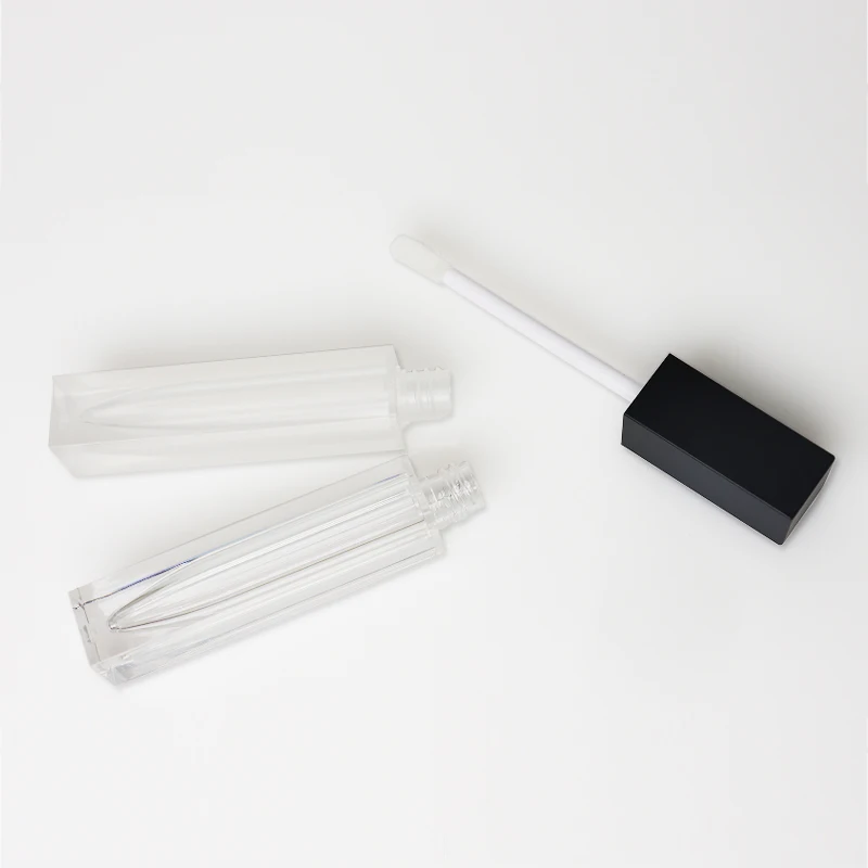 Empty Square Plastic Liquid Lipstick Container 7ml Frosted clear Lip ...