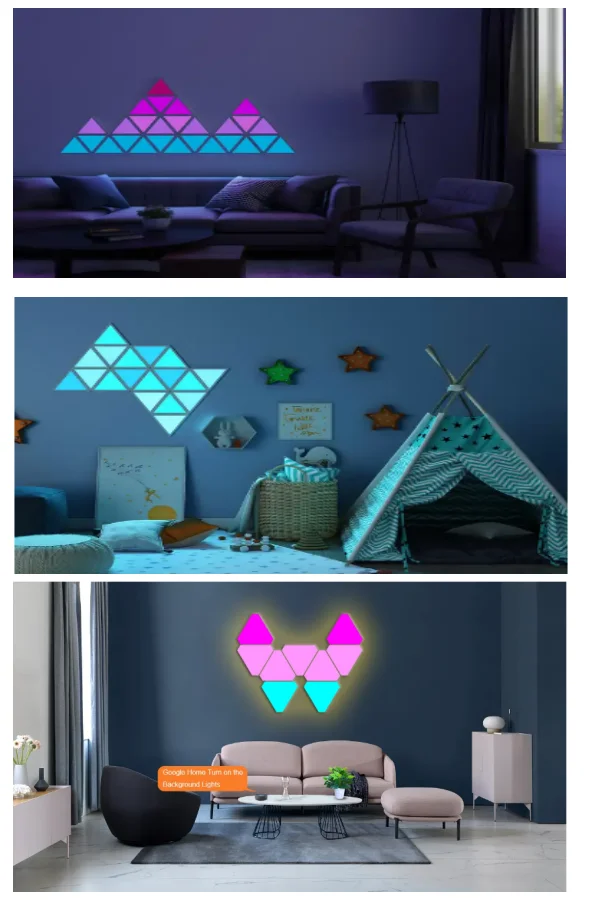 Smart LED Triangle Wall Panel Light - RGB Color Rhythm