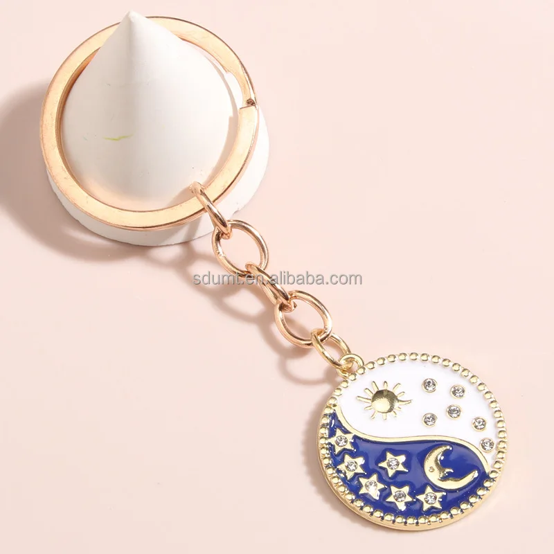 Fashion Keychain Enamel Day And Night Star Moon Sun Charm Key Chain Key ...