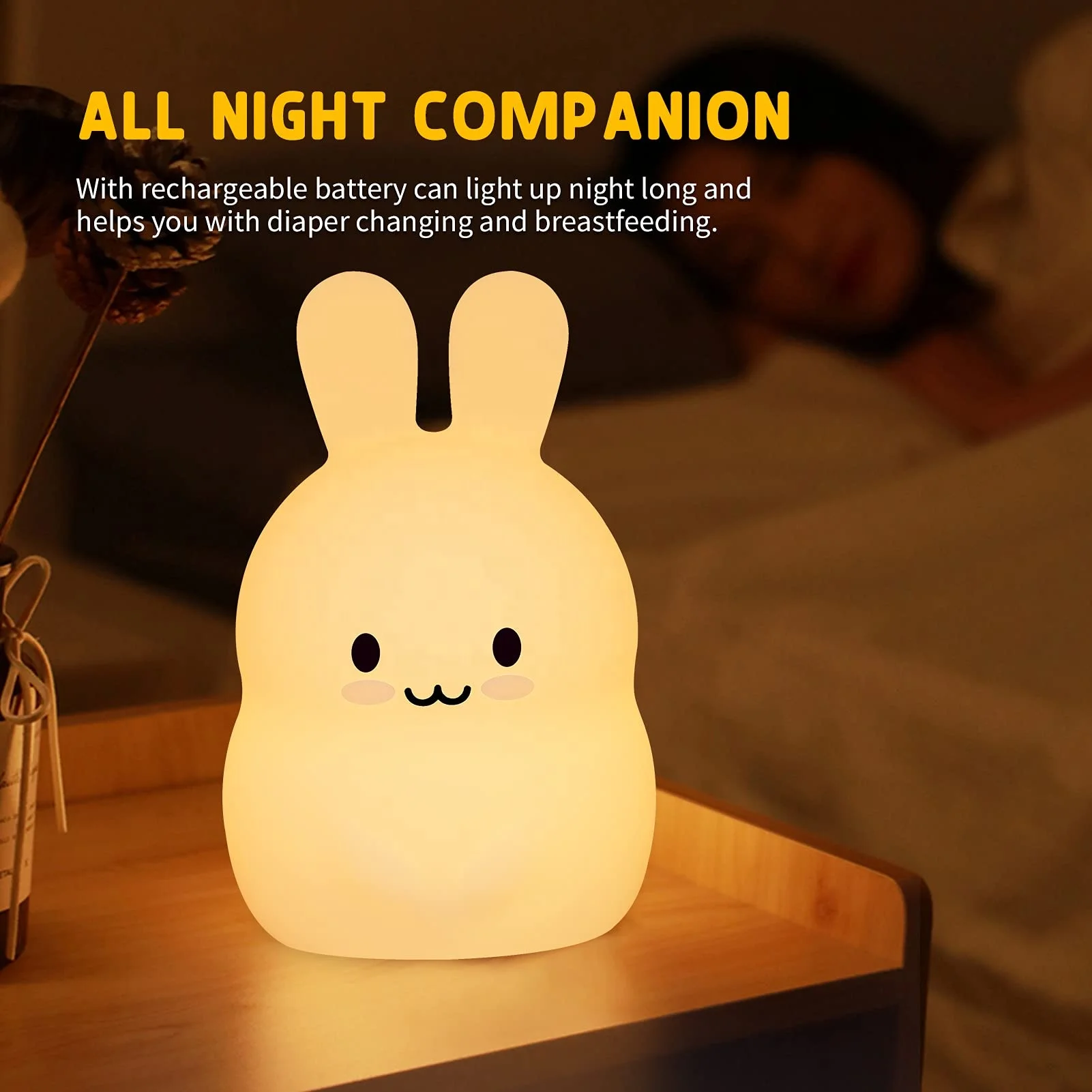 Baby Nursery Lamp - Breathing LED Night Light Bunny Rabbit