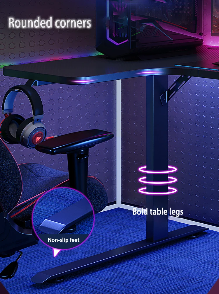 Carbon Fiber Surface Sturdy Computer Table Adjustable Feet and Spacious ...