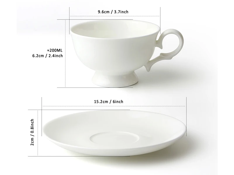 White Fine Bone China Tea Cup And Saucer Set Vintage European Style ...