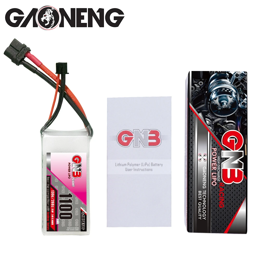 Gaoneng Gnb 1100mah 2s 7.4v 130c Xt60 Lipo Battery Fpv Drone Race ...