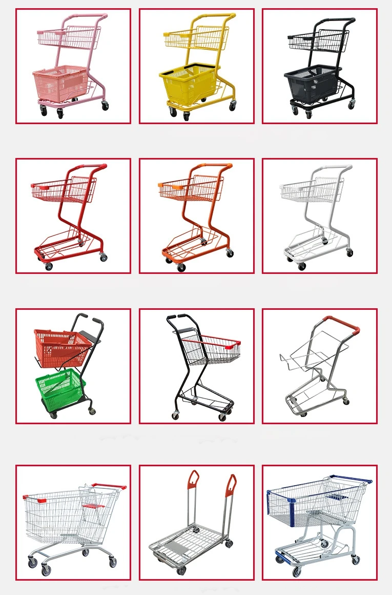 Metal Supermarket German Shopping Trolley Bag Hand Push Cart For Retail ...