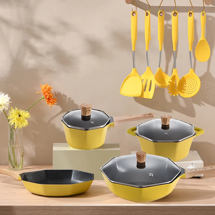 Best Selling Kitchen Granite Aluminum Cookware Sets 7pcs Aluminum ...