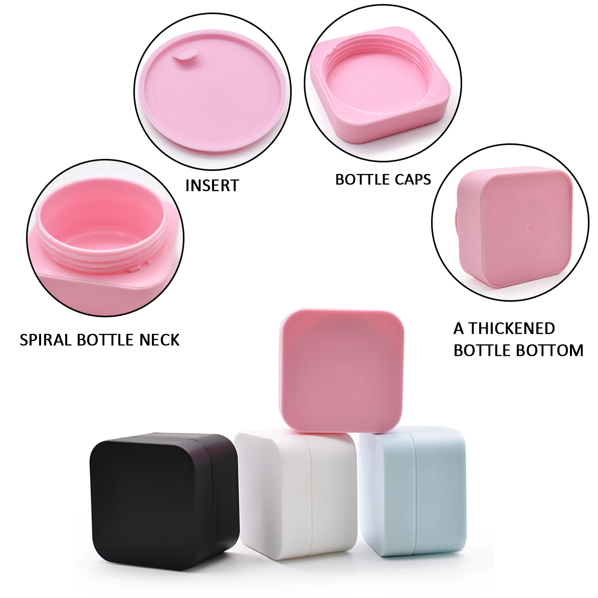 Hot Sale square Bottles and Jars Set Plastic Cosmetic Face Scrub pp ...