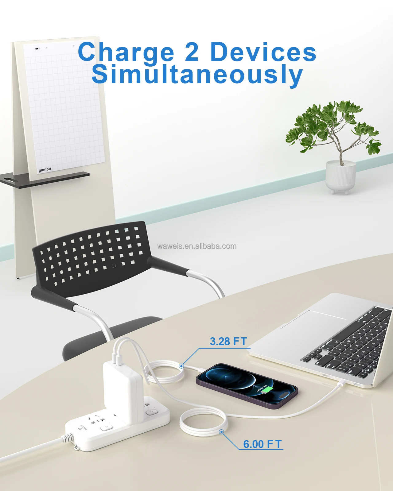 116w Foldable Compact Fast Charger With 2 Usb C Port Power Adapter For ...