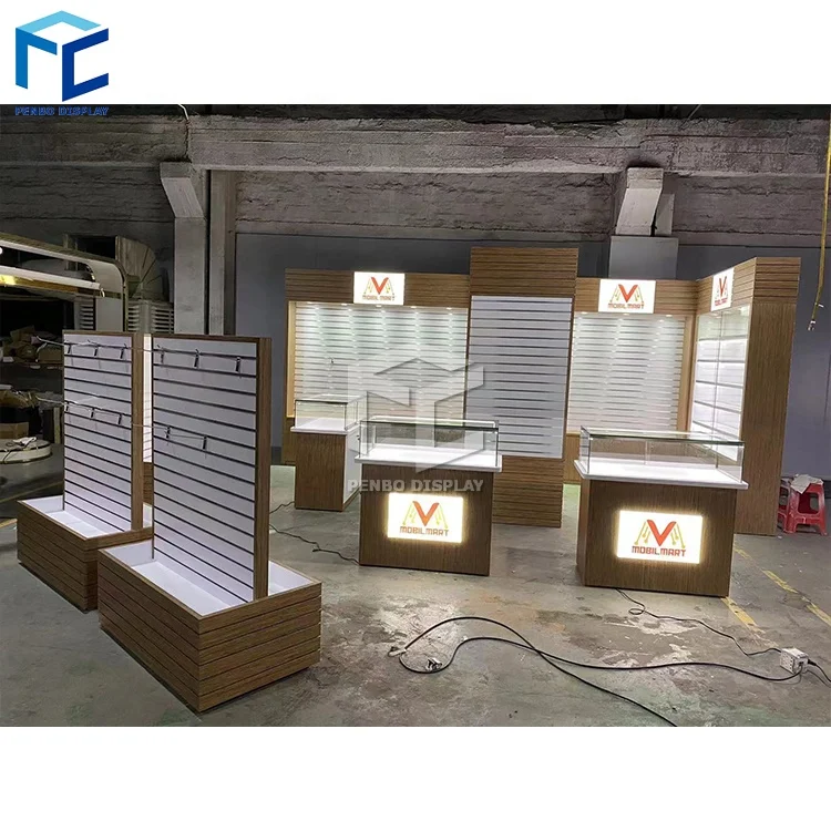 Fashion Design Mobile Phone Display Stand Rack MDF Wood Computer Cell Showcase Phone Shop ...