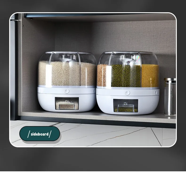 Rice Dispenser Kitchen Moisture-proof 6-grid Rotating Food Grain ...