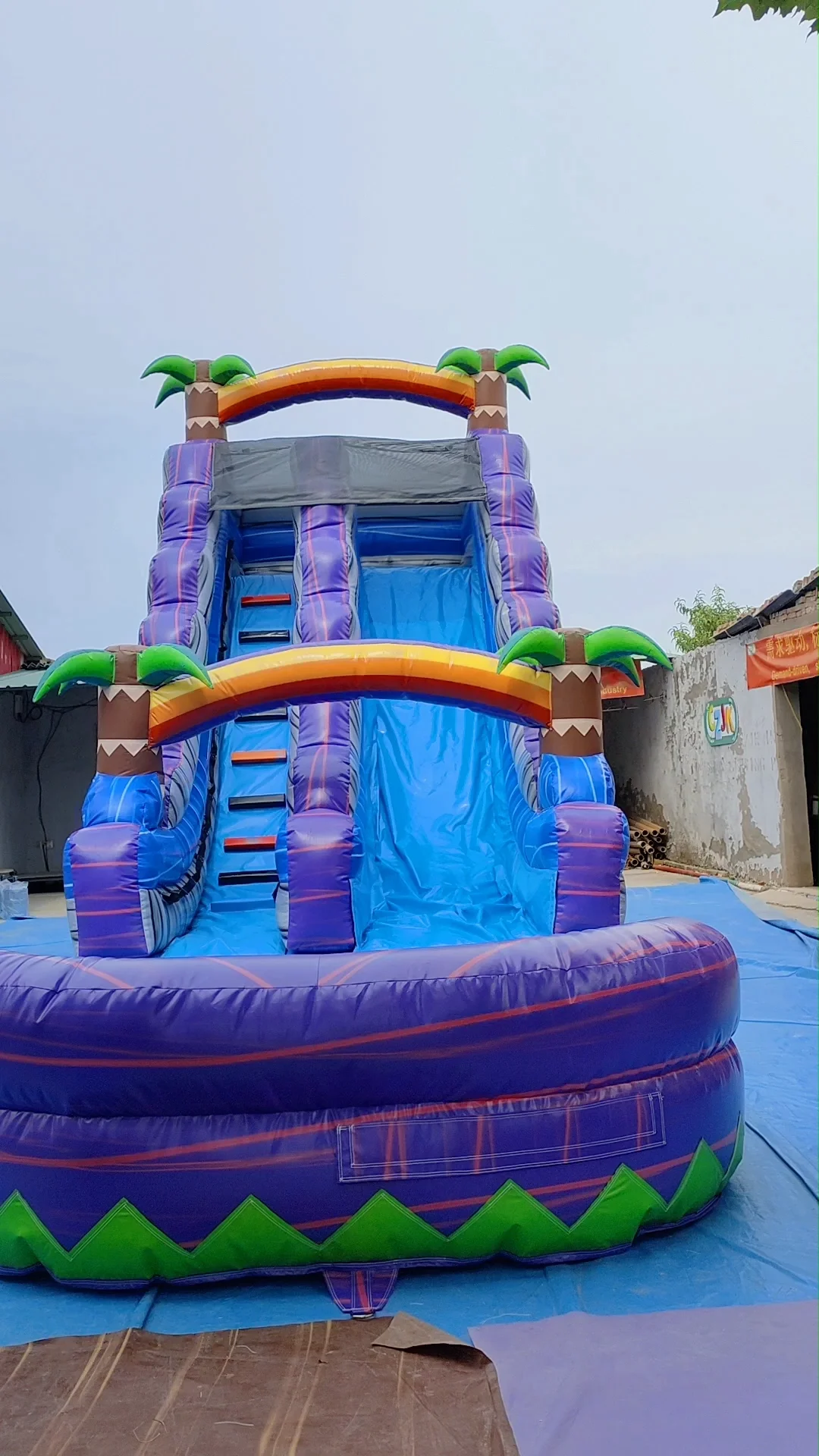 Monsoon 30 Ft Tall Rainbow Enclosed Dual Lane Slip N Slide Inflatable ...
