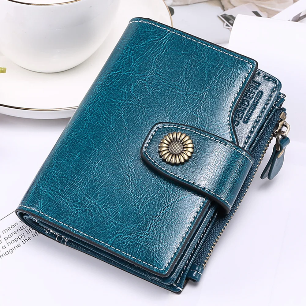Rfid Blocking Anti-theft Genuine Leather Slim Wallet Coin Purse Women ...