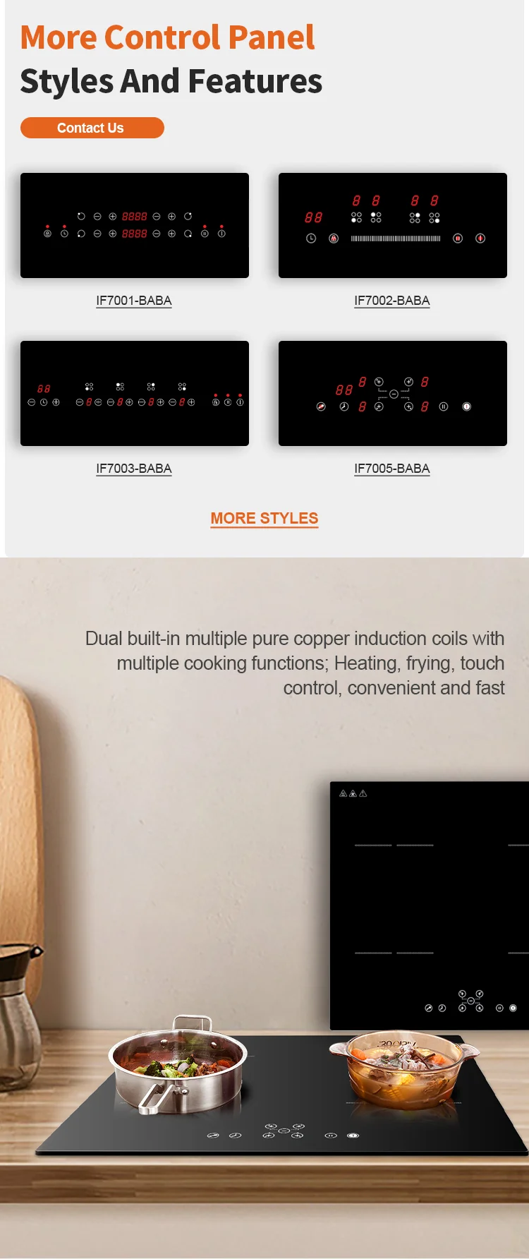Emissive Icon Touch Keys Control Induction Cooktop Two Burners 4000w ...