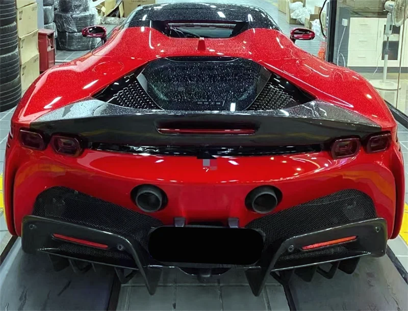Ferrari SF90 Dry Carbon Fiber Rear Spoiler Wing Kit