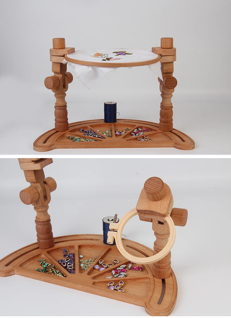 Adjustable Embroidery Hoop Stand, Rotated Wooden Hoop Holder Stand ...
