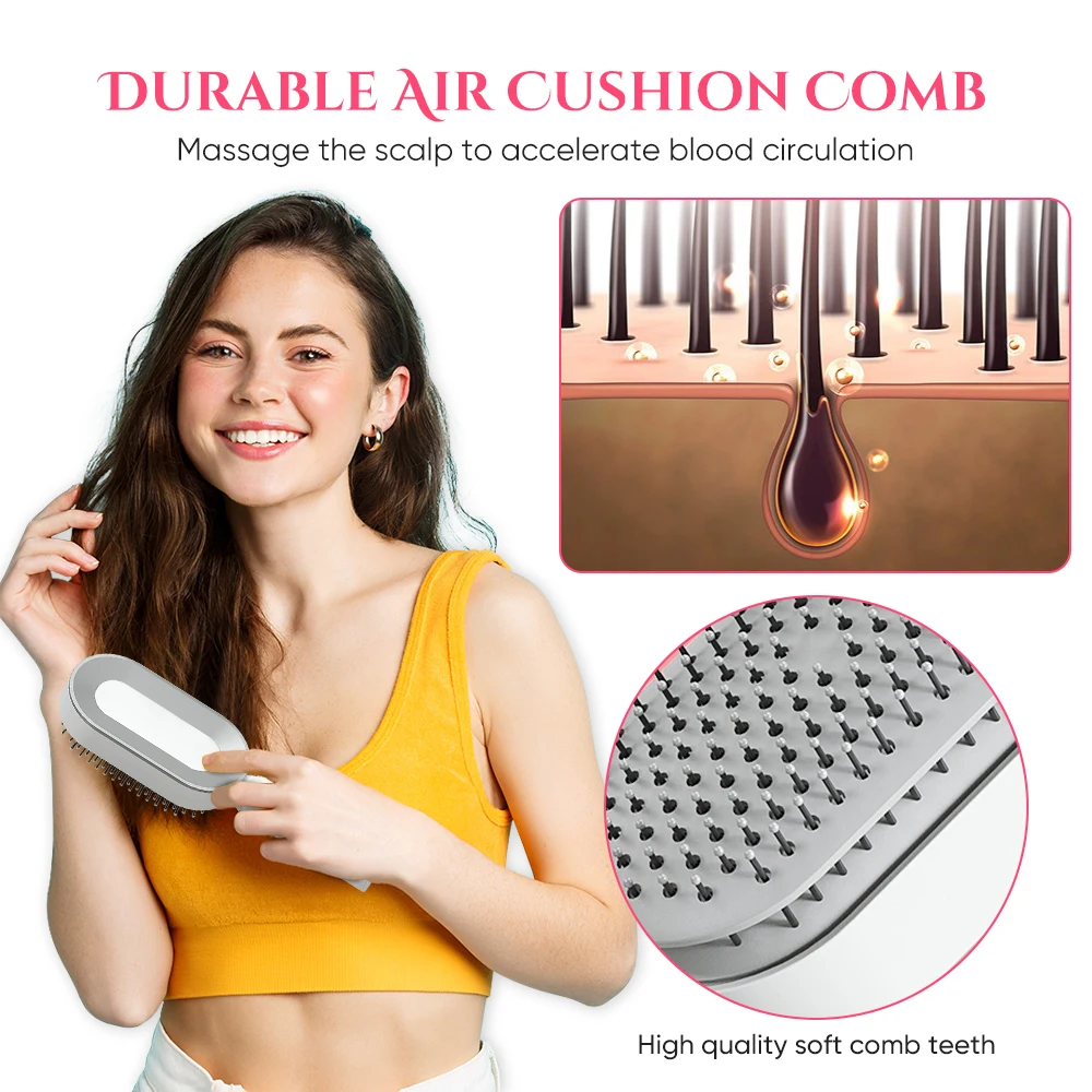 Clean Hair Healthy Scalp Self Cleaning Hair Brush Detangle Wet Dry Mini ...