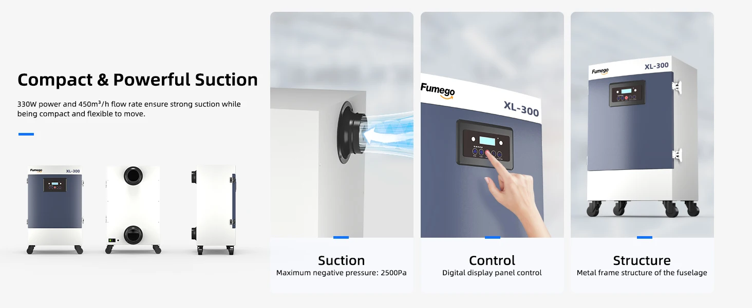 XL300 High Negative Pressure High Efficiency 330W Industry Purifier for ...