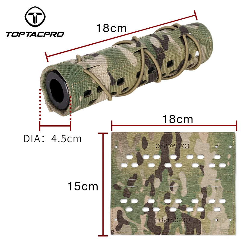 Toptacpro 500d Cordura Outdoor 18cm Tactical Suppressor Silencer ...