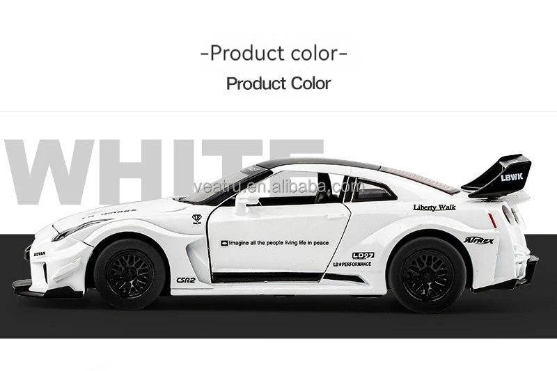 Diecast 1:32 Nissan GTR-CSR2 Alloy Car Model Decoration Sound and Light ...
