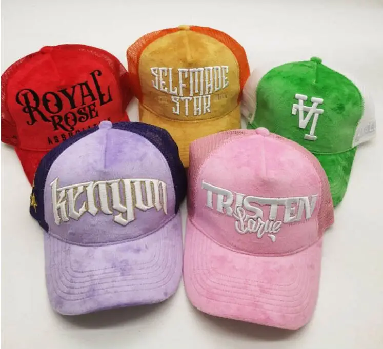 Wholesale Mesh Custom Velvet Trucker Cap 6 Panels Custom Applique Patch ...