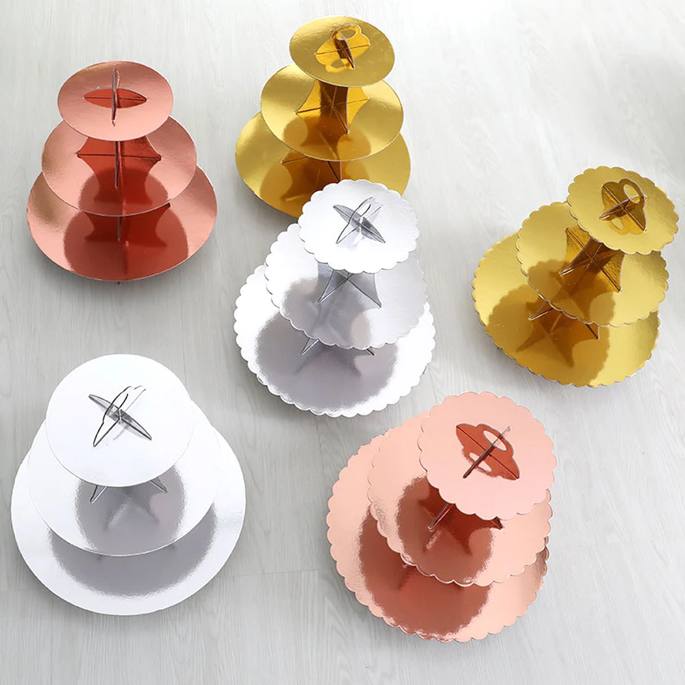 3-Tier Disposable Paper Cupcake Stand Cardboard Dessert Display Rack ...