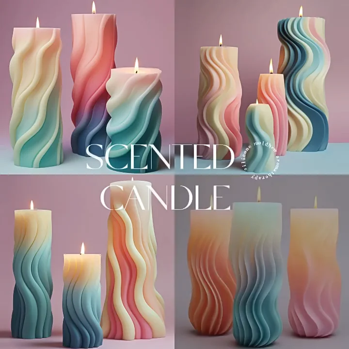 Lz-50 Diy Home Becor Cylinder Spiral Scented Candle Wave Cylindrical ...