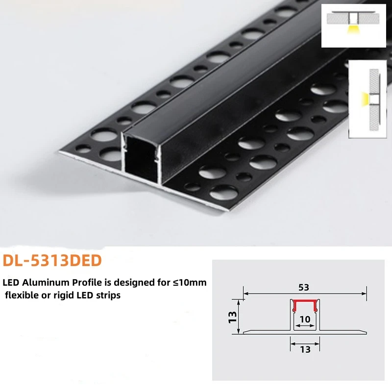Recessed with Flange for LED Trimless 8-12mm Strip Slot Profile ...