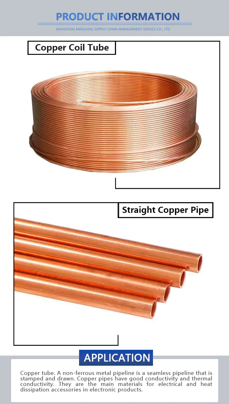 Mill Test Certificate Copper Pipe Diameter 1/4 Inch 1/2 Inch 1 Inch 1-1 ...