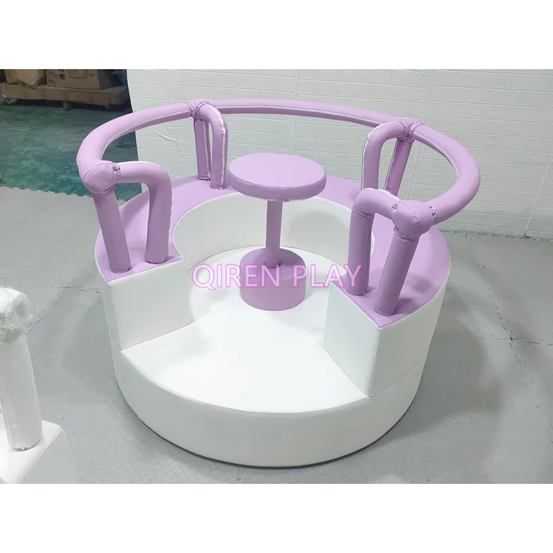 Commercial White Purple Kids Indoor Playground Soft Play Merry Go Round ...