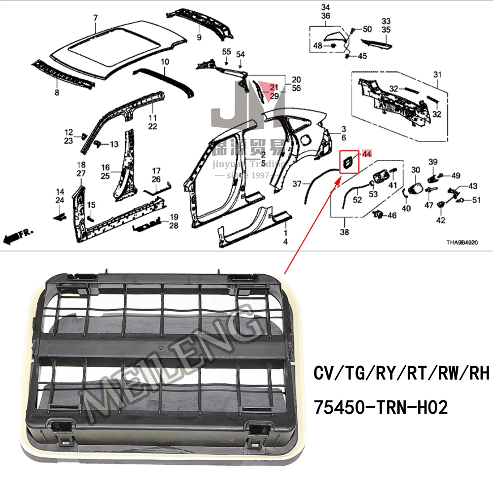 Salida de aire trasera para coche Honda, salida de ventilación de ...