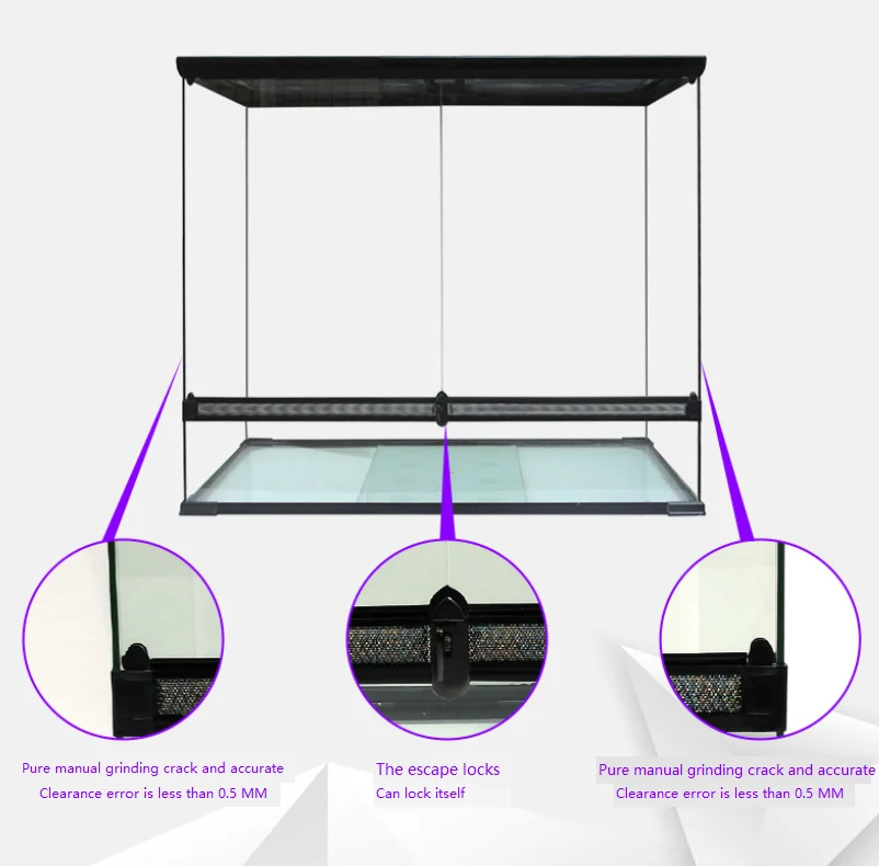 Reptile Glass Terrarium - Full View & Top Screen Ventilation