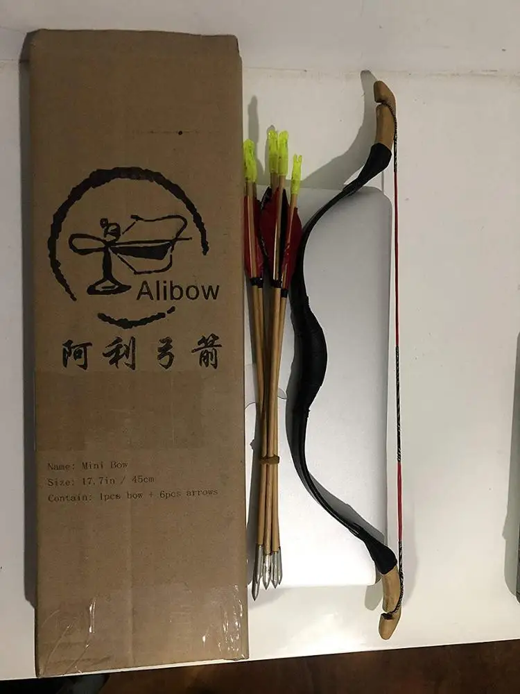 Alibow 17.7 In Mini Bow Set Short Youth Recurve Bow With 6 Wood Arrows ...