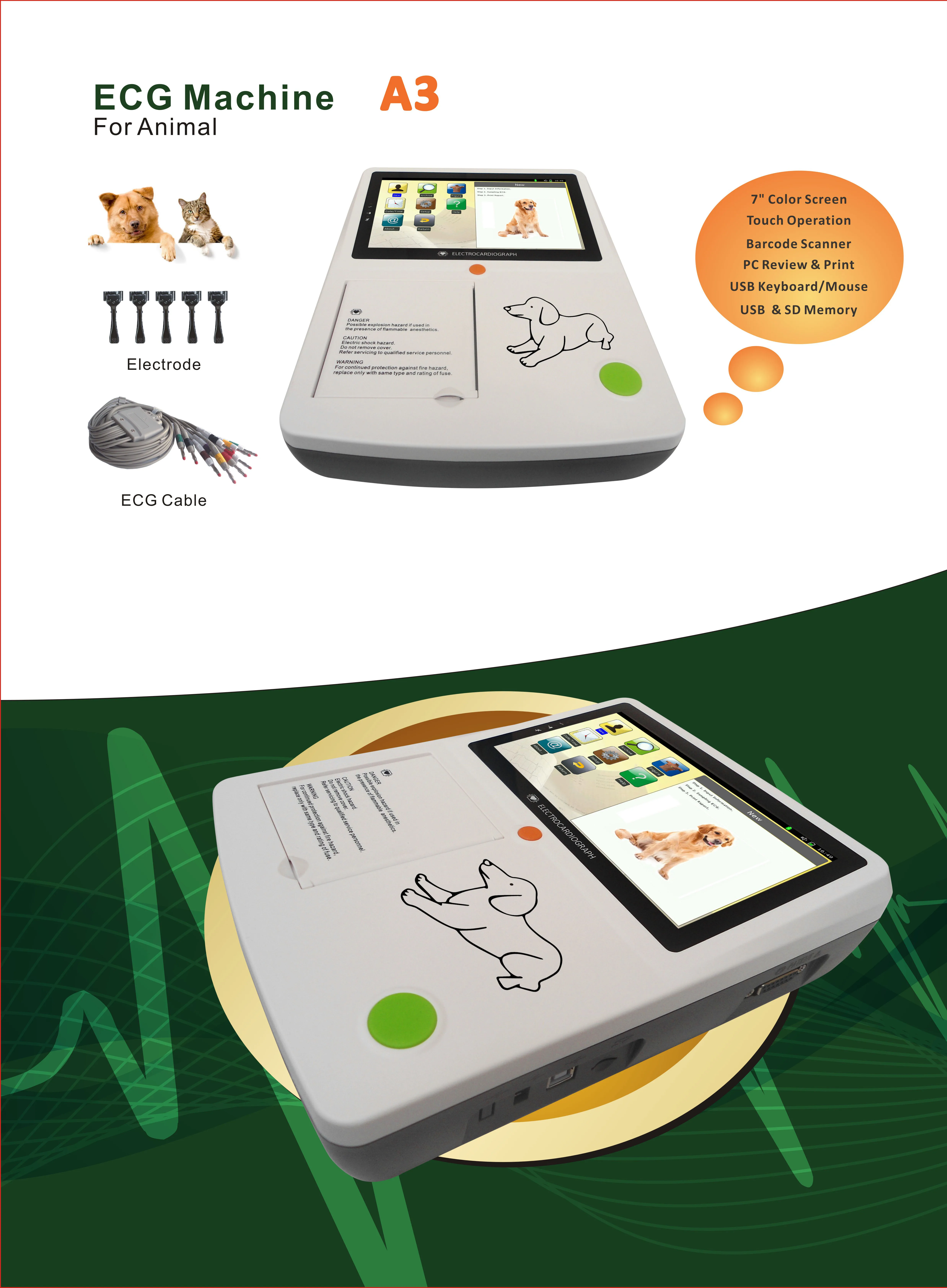 Electrocardiogram Veterinary Instrument 3 Channel Ecg Machine Price For ...