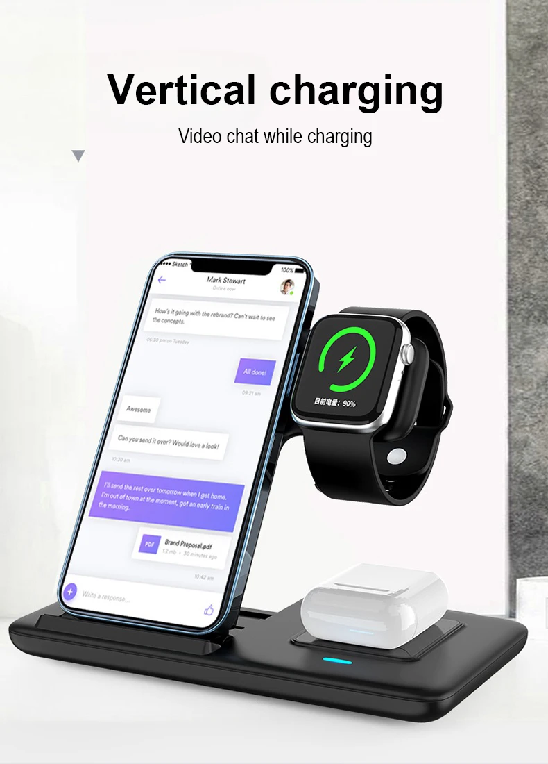 3 in 1 Foldable Wireless Charger - Fast Charging & Multi-function