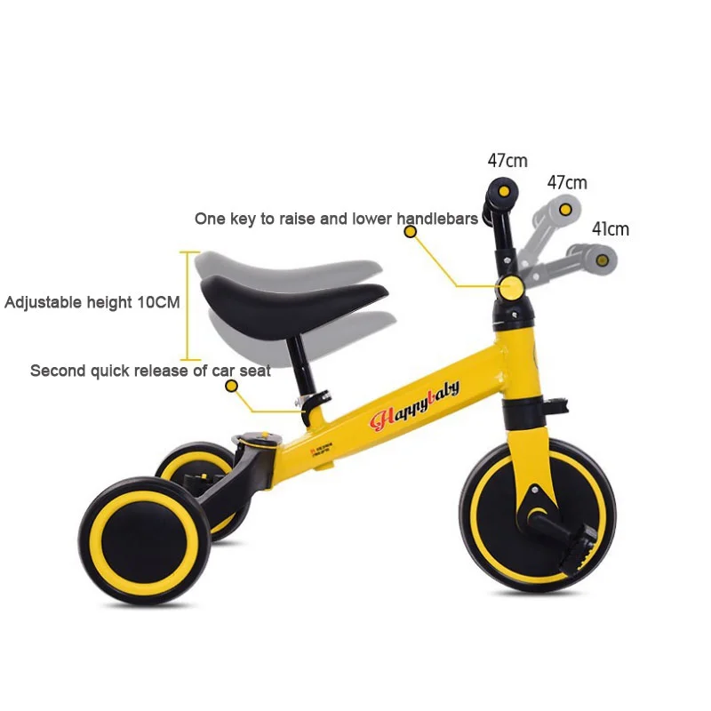 2025 New Balance Bike Folding Tricycle Children's Bike with Pedals 1-6 ...