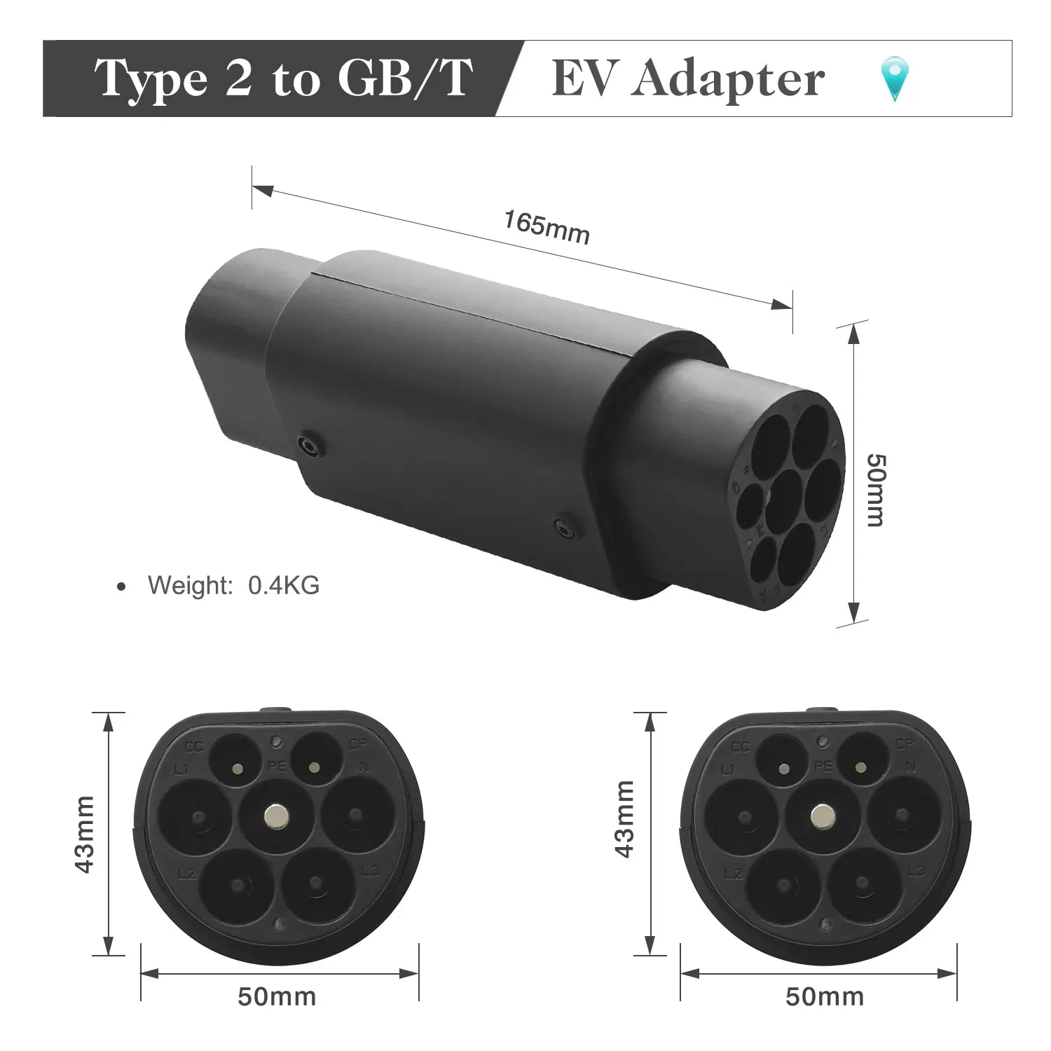 ZENCAR 32A Type 2 to GBT Adapter T2 to GBT EV Electric Vehicle Charger ...