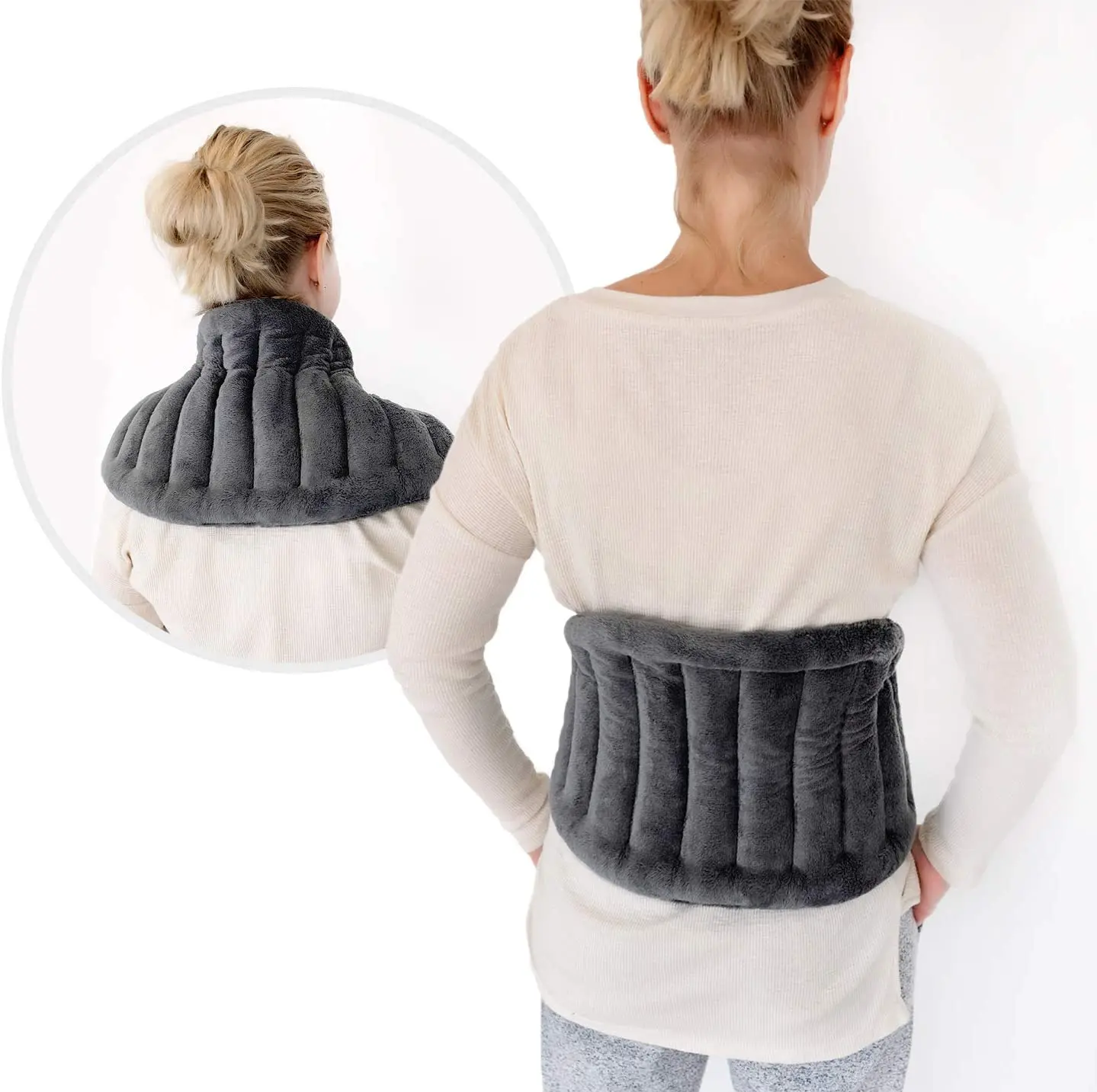 Microwavable Heated Lower Back Wrap With Long Bands For Shoulder Neck ...