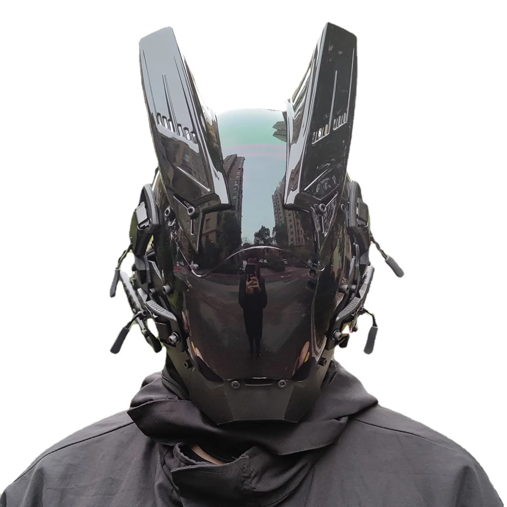 Punk Mask Cosplay For Men Cosplay Samurai Horns Masks Black Mask ...