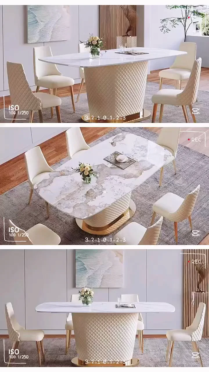 Modern Rectangular Tables Elegant Dining Room Sets European Style High ...