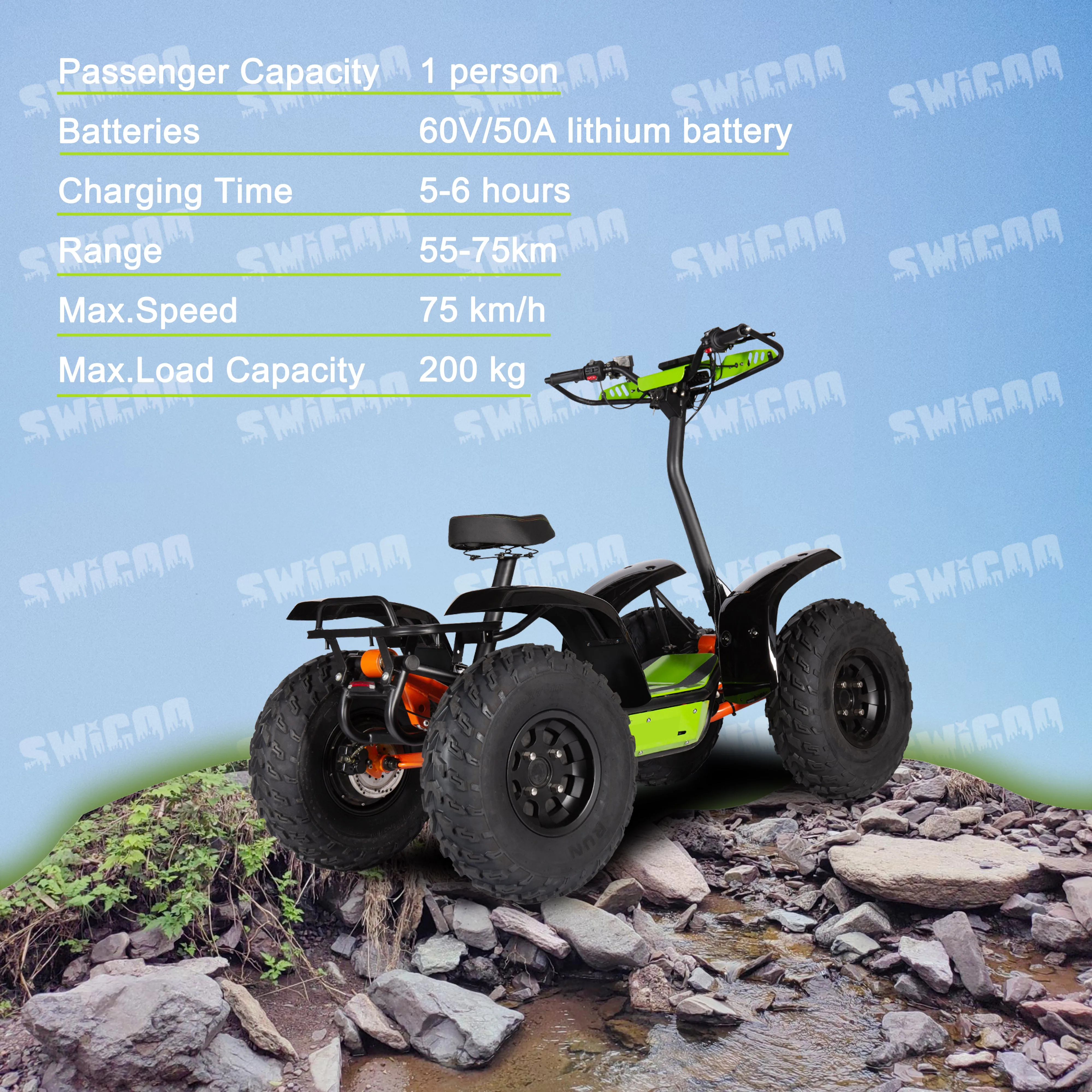 High-power 4x4 Electric ATV - 60V 6000W Quad Scooter