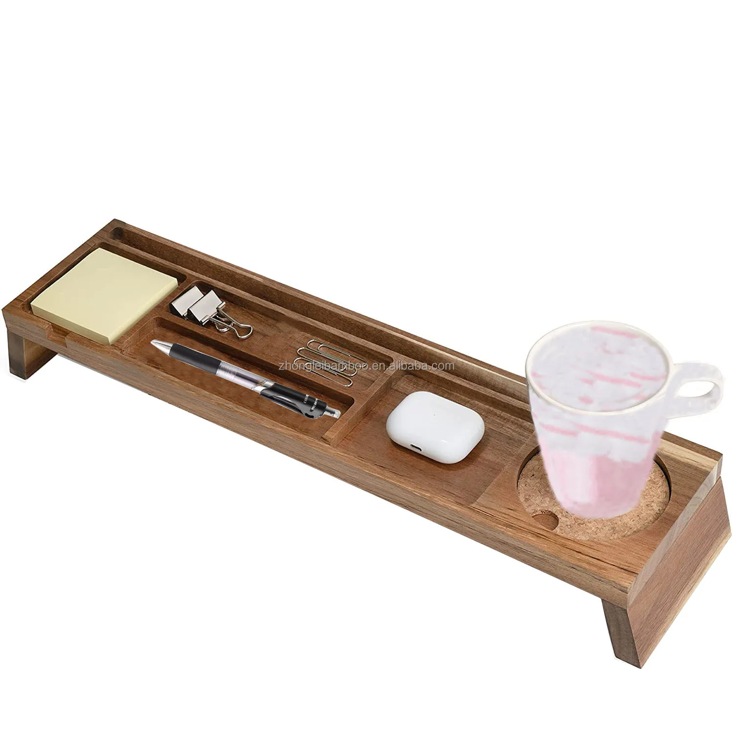 Natural Wood Desk Organizer - Multifunctional Desktop Caddy