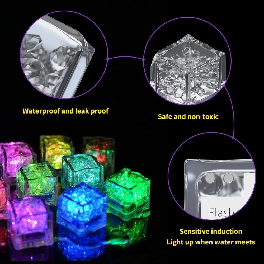 Multi Color Waterproof Liquid Activated Lite Cubes Light Up Flashing ...