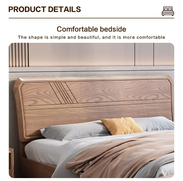 Nordic White Wax Wood Solid Wood Bed Modern Simple Household Master ...