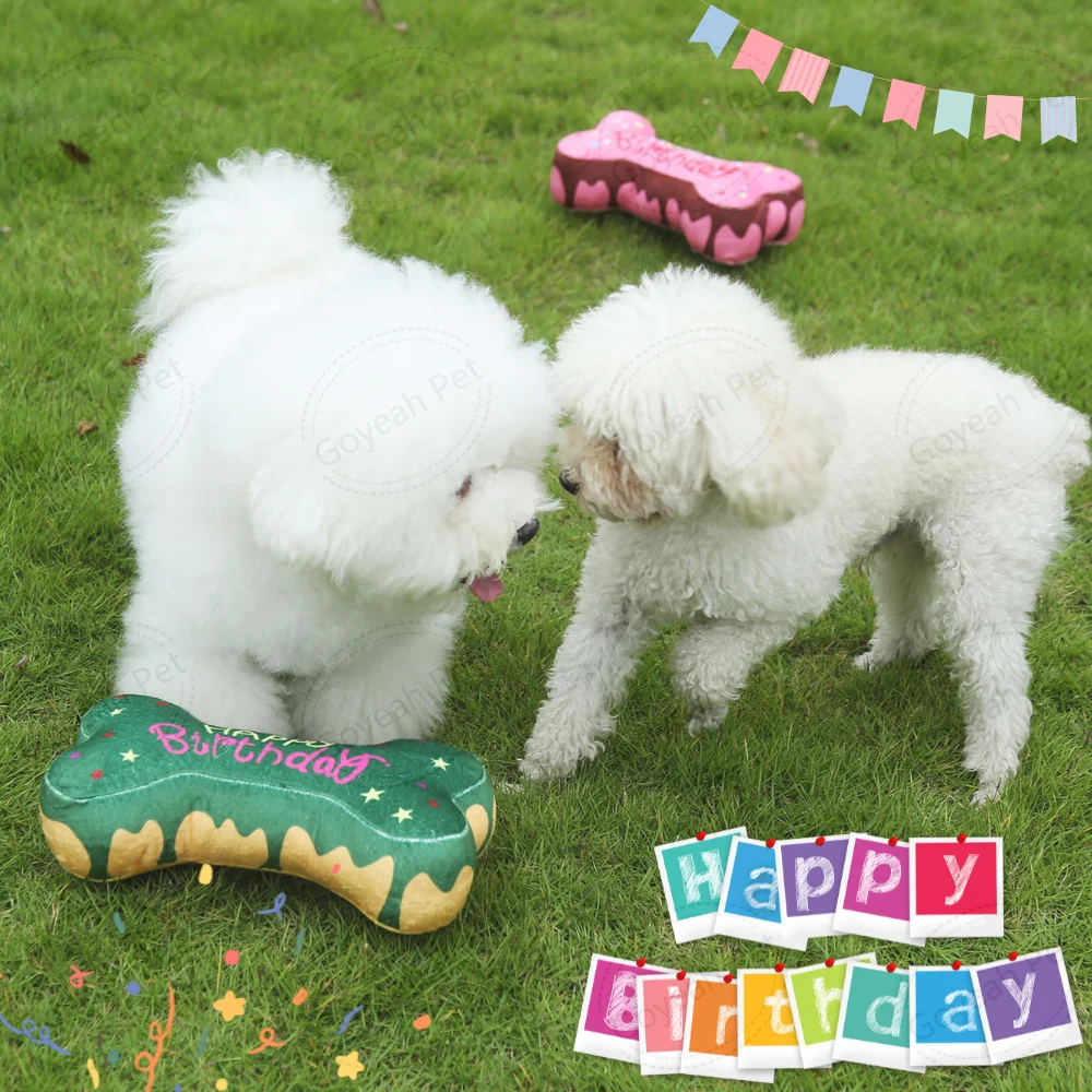 Happy Birthday Cake Shaped Squeaky Dog Toys by Goyeah