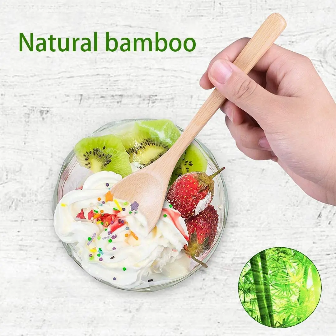 Zero Waste Reusable Utensil Kit Bamboo Spoon Natural Wooden Cutlery Set ...