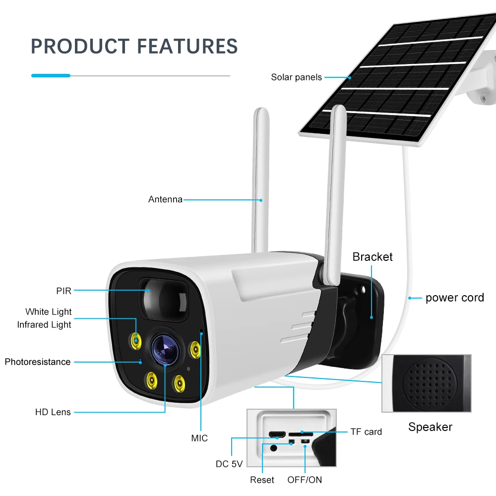 ICSEE 3MP Outdoor Solar Camera Wifi Supports 180 Degree VR Panorama ...