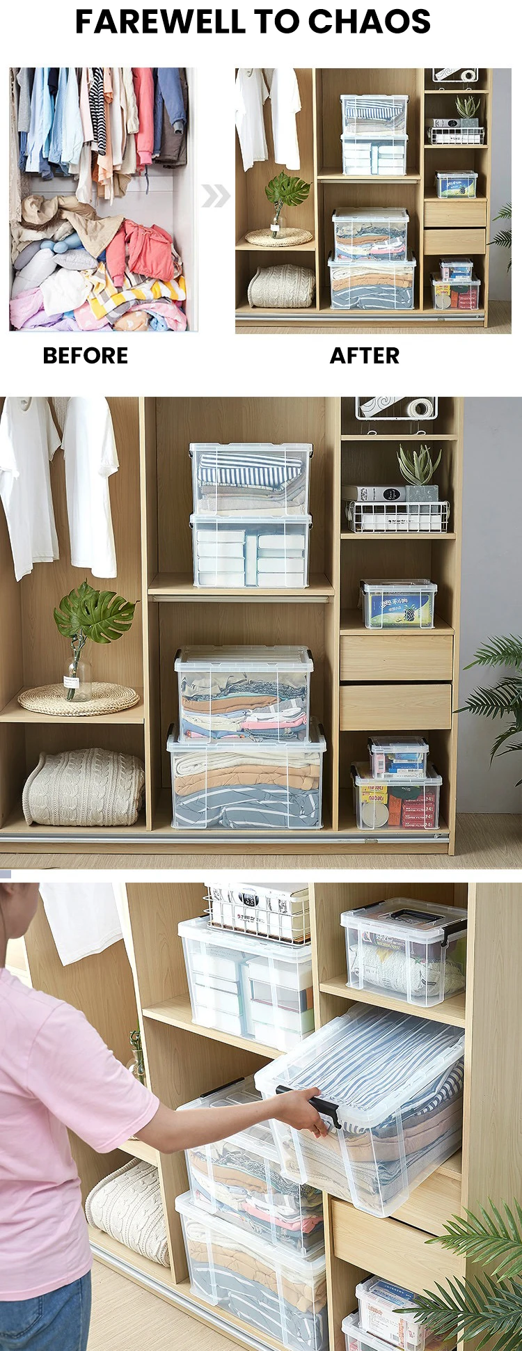 Transparent Stackable Plastic Storage Box Organizing Container Storage ...